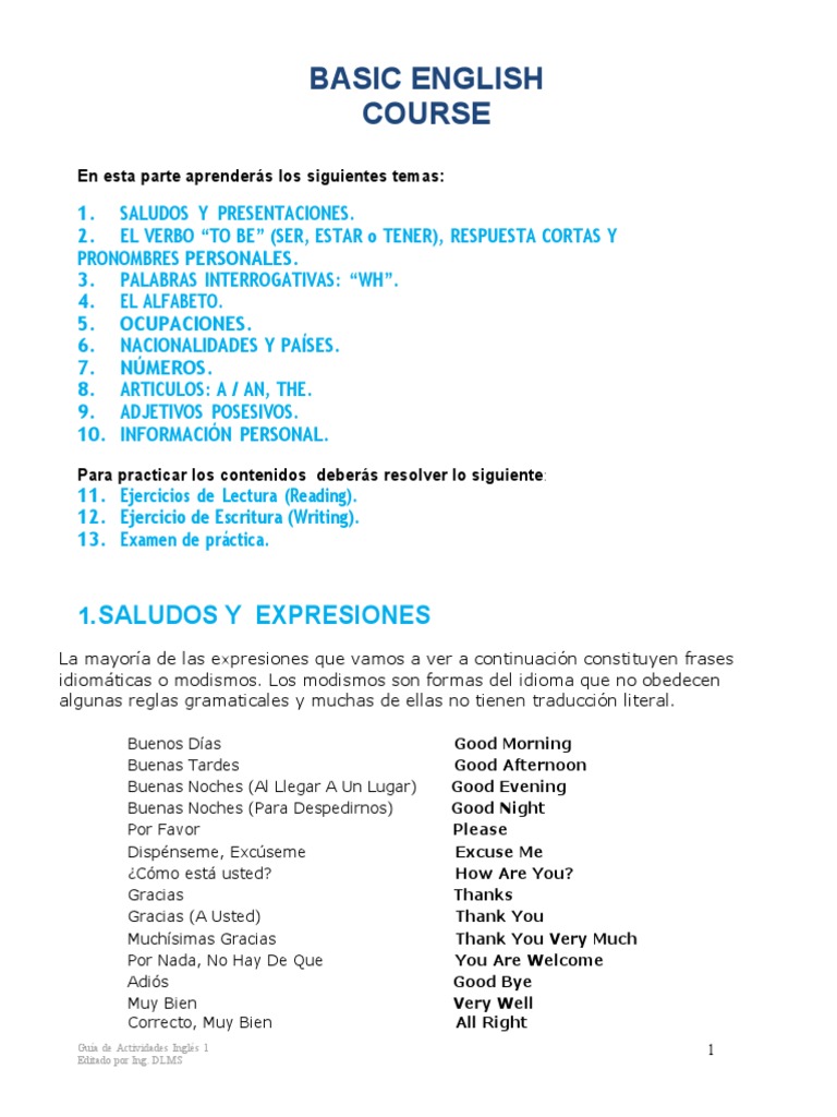 Basic English Course | PDF