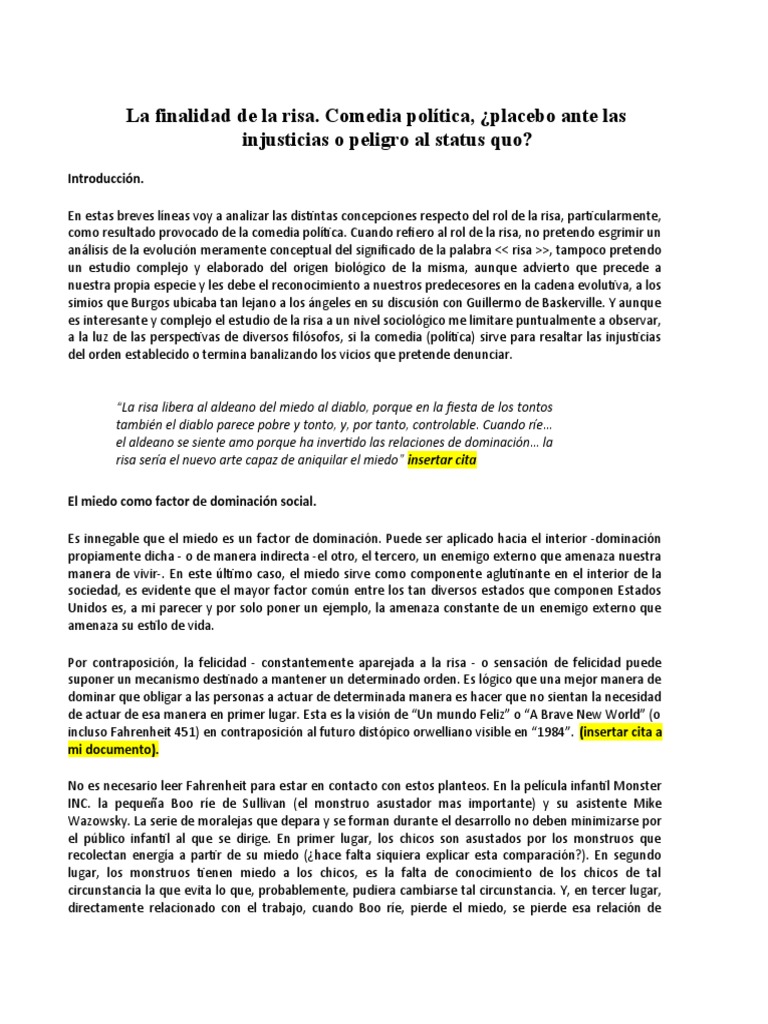 La risa en la comedia política | PDF
