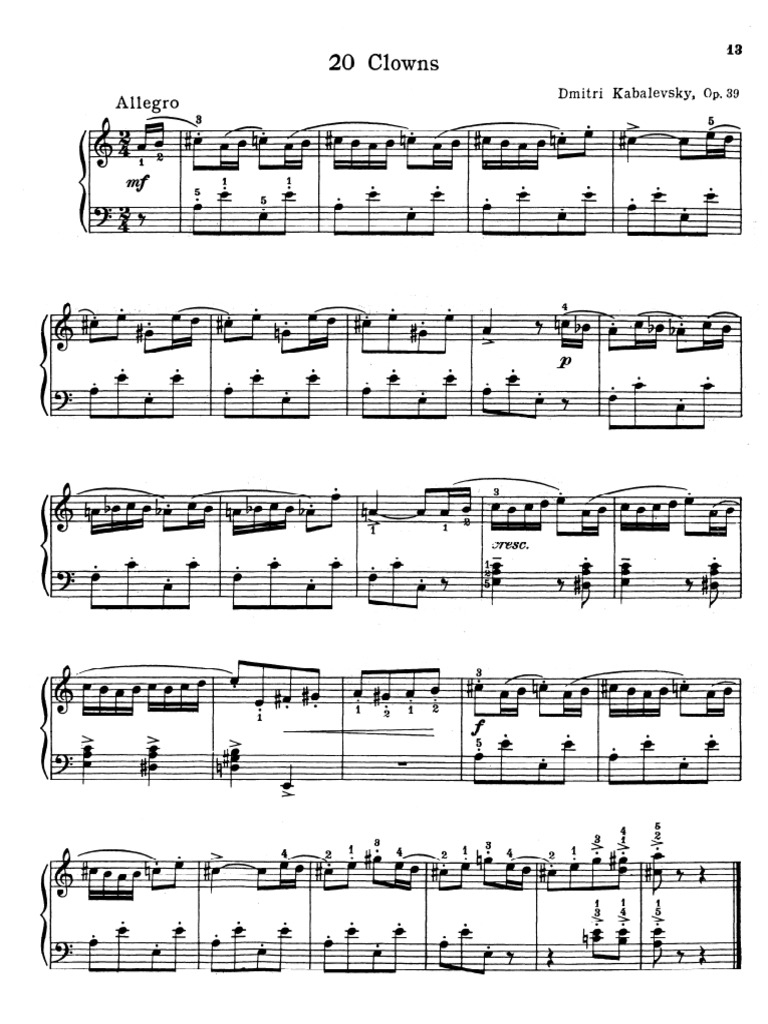 Clowns Op. 39 No. 20 - Kabalevsky | PDF