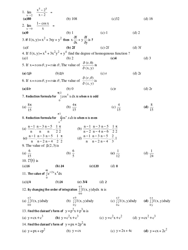 One Mark Questions (Updated) | PDF | Equations | Functions And Mappings