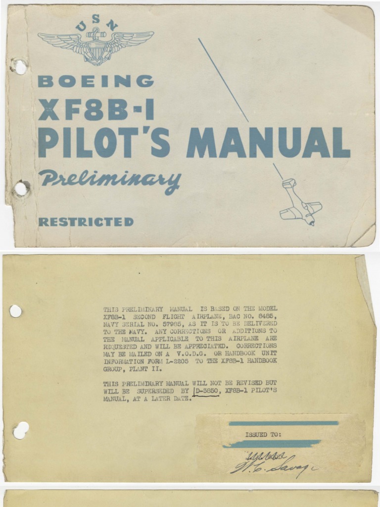 Boeing XF8B-1 Preliminary Flight Manual | PDF