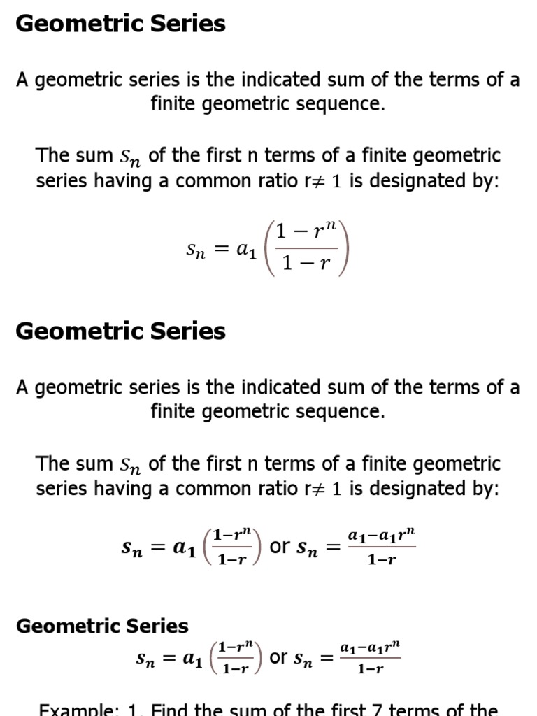 Geometric Series | PDF | Calculus | Arithmetic