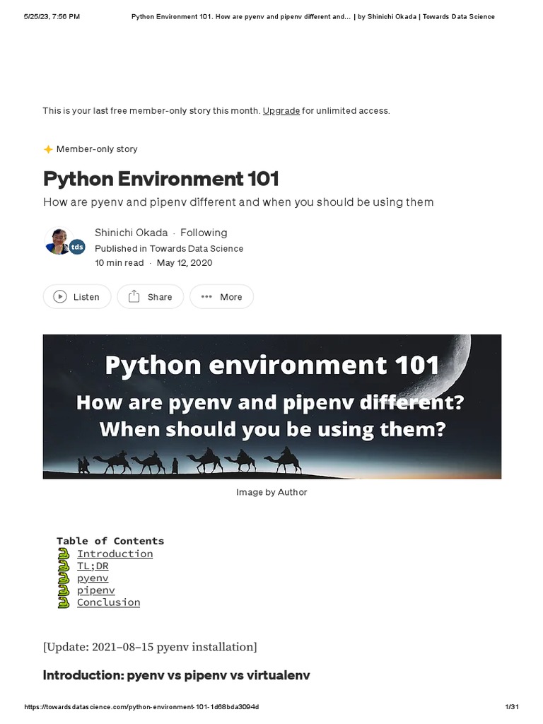 Python Environment 101 How Are Pyenv and Pipenv Different and by | PDF