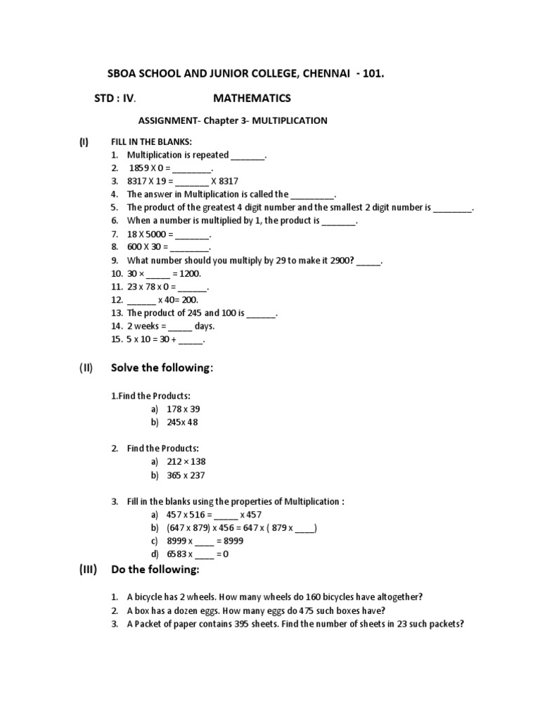 STD 4 Assignment | PDF