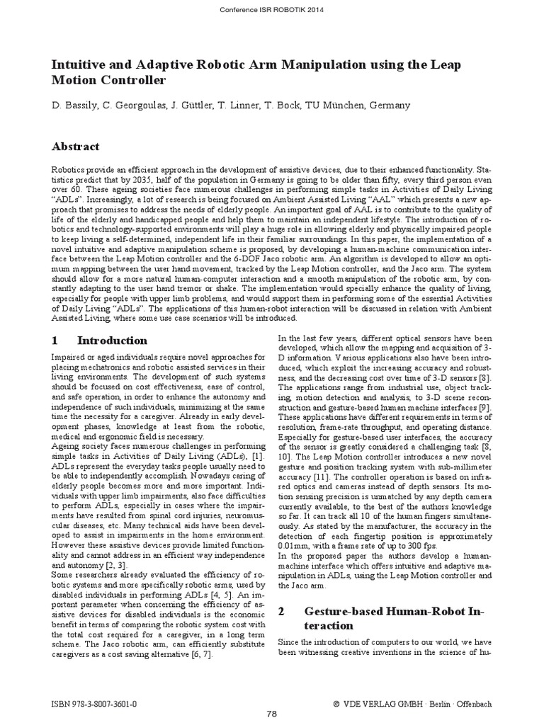 Intuitive and Adaptive Robotic Arm Manipulation Using The Leap Motion ... Intuitive and Adaptive Robotic Arm Manipulation Using The Leap Motion ...