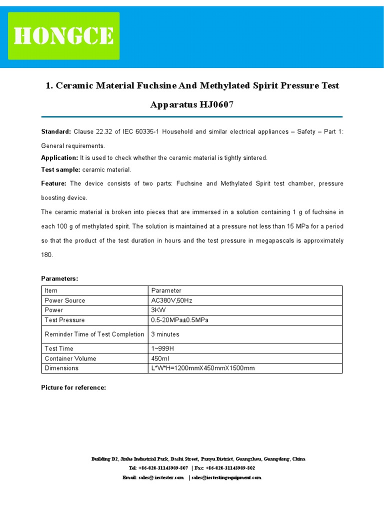 Ceramic Pressure Test Apparatus HJ0607 | PDF