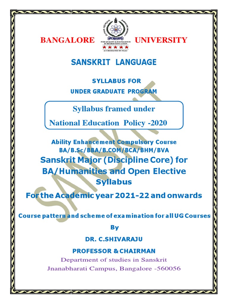 NEP-2020 Sanskrit UG Syllabus Overview | PDF
