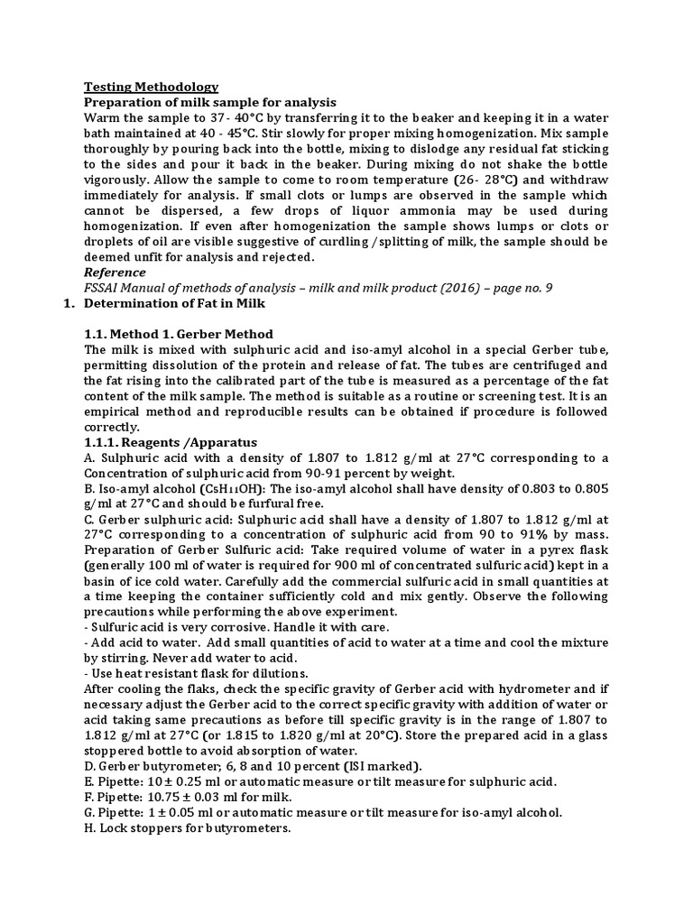 Gerber Test For Milk Fat | PDF