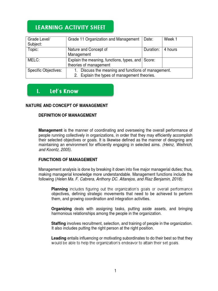Org and Management Module 1 | PDF | Science