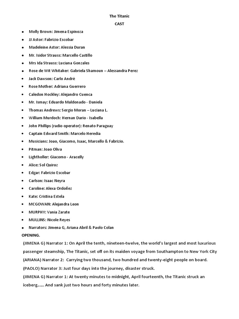 The-Titanic-script 2023 | PDF | Rms Titanic | Water Transport