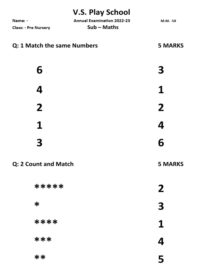 Pre Nursery Maths | PDF