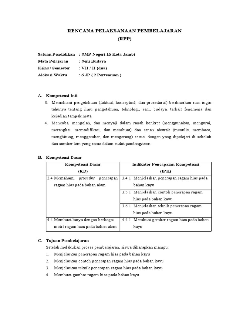 RPP Bahan Kayu | PDF