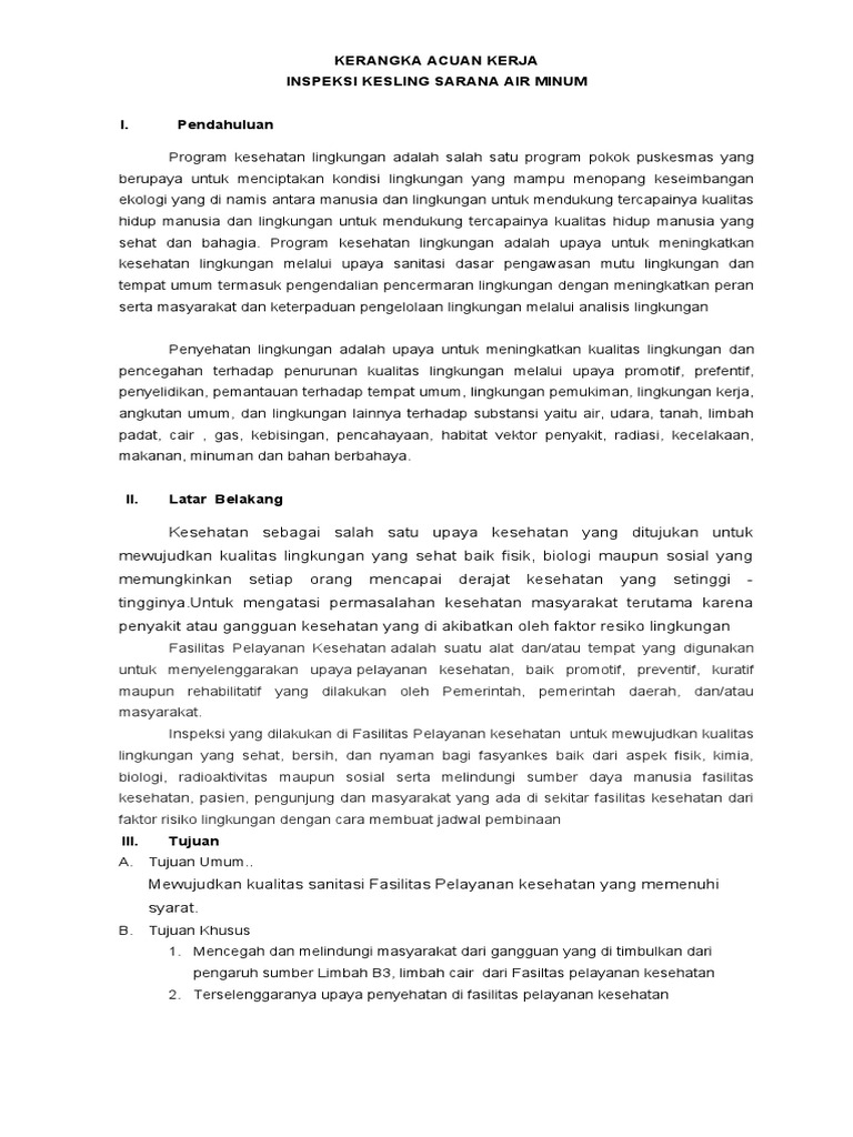KAK Kegiatan IKL Fasyankes Kesling 2023 | PDF | Kesehatan Holistik | Sains & Matematika