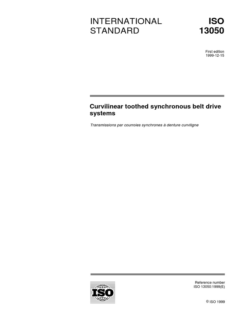ISO 13050-1999 Curvilinier Tooth For Synchronous Belt | PDF | Belt ...