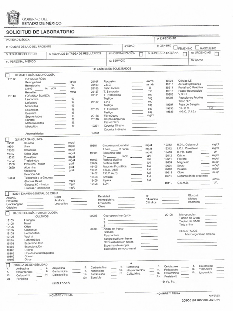 Solicitud de laboratorio | PDF