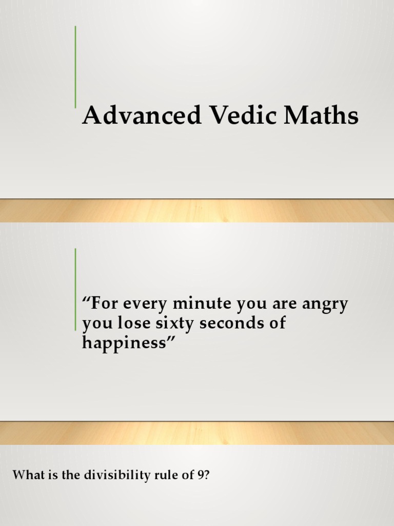 Advanced Vedic Maths | PDF