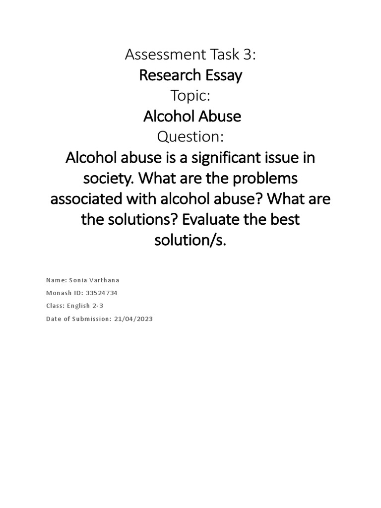 Alcohol Abuse Final | PDF | Alcoholism | Substance Abuse