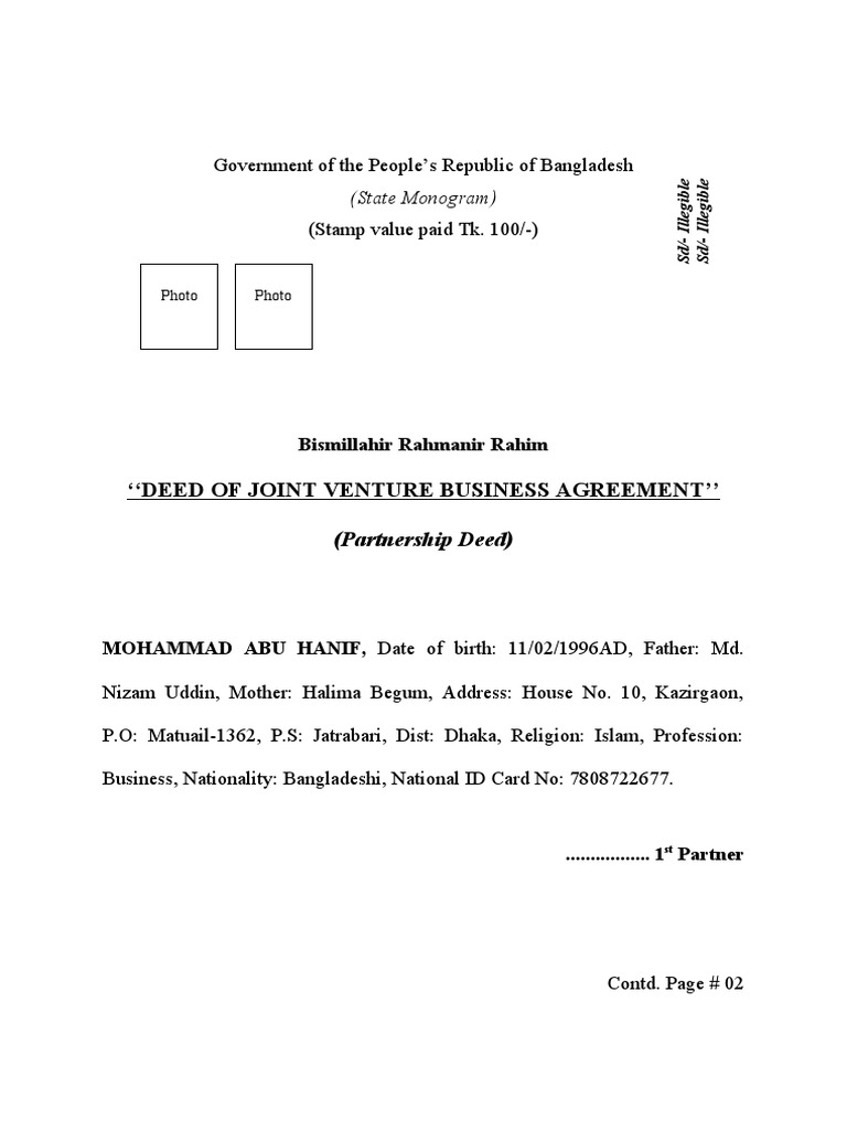 Partnership Deed Eng | PDF | Finance & Money Management