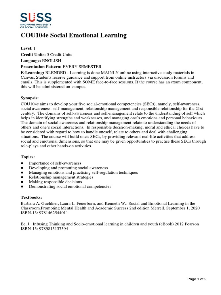 Social Emotional Learning Pdf Learning Emotions