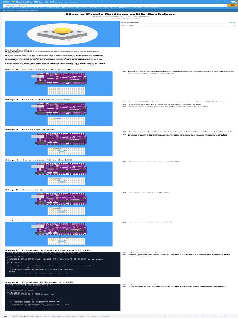 Use A Push Button With Arduino 2023 - Little Bird Australia | PDF ...