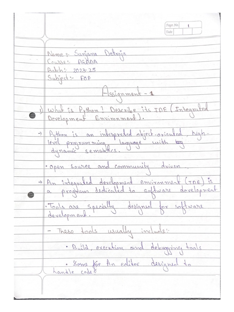 Sanjana Fop Assignment 1 Pdf Computer Science Computer Programming