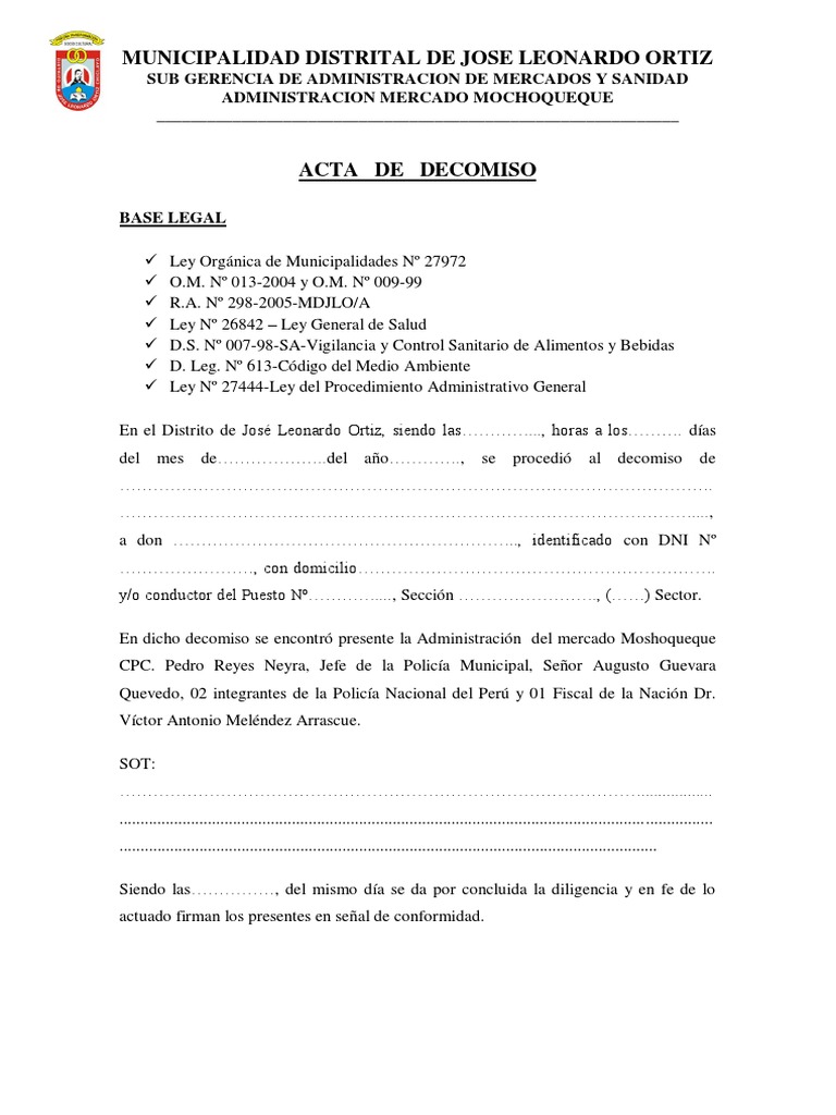 Acta de Decomiso | PDF