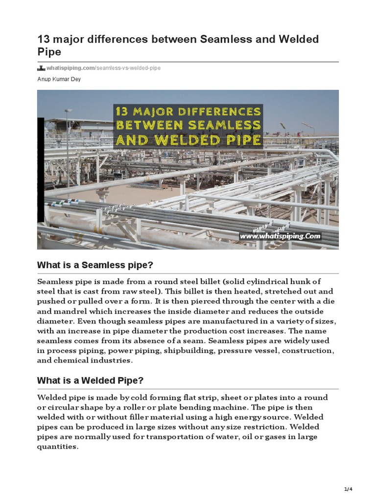 13 Major Differences Between Seamless and Welded Pipe | PDF | Pipe ...