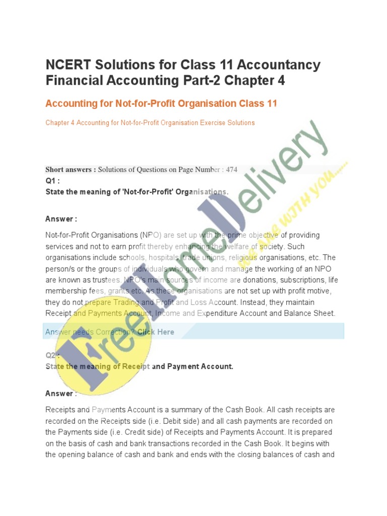NCERT Solutions For Class 11 Accountancy Financial Accounting Part-2 Chapter 4 | Download Free ...