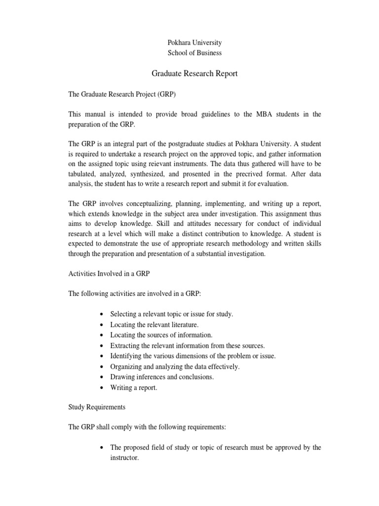 17 GRP Format For MBA Pokhara University | PDF