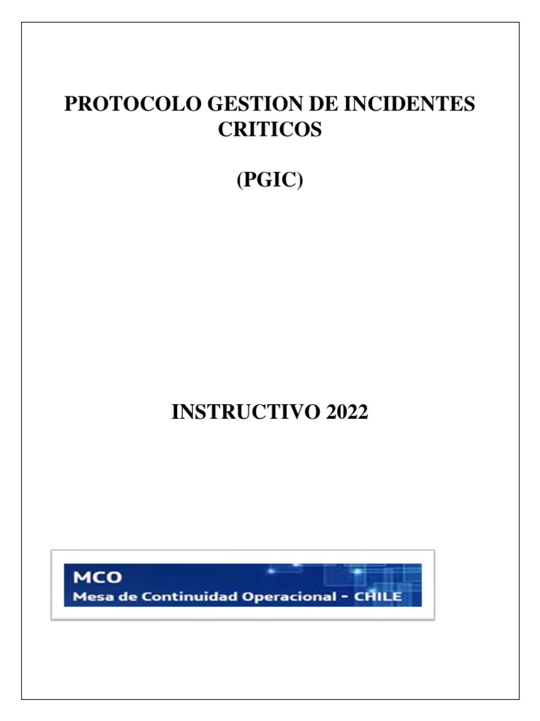 Instructivo Protocolo Gestion de Incidentes Criticos (Pgic) | PDF