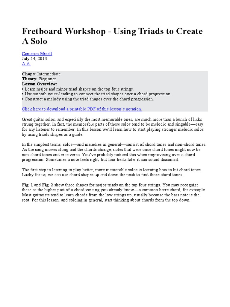 Fretboard Workshop - Using Triads To Create A Solo | PDF | Chord (Music ...