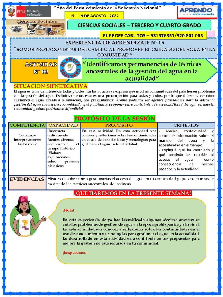 Experiencia de Aprendizaje 05 - Actividad 02 - 3ero y 4to Grado-Ciencias Sociales - 00001 | PDF