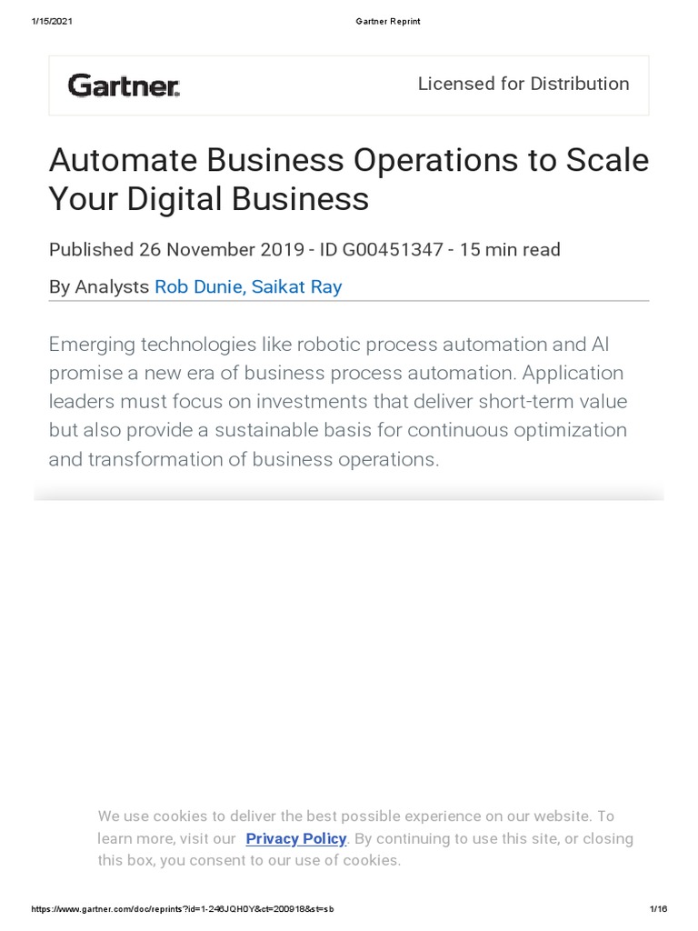 Automate Business Operations To Scale YOUR BUSINESS - gARTNER | PDF ...