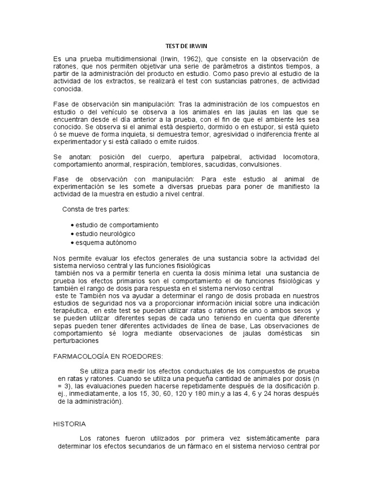 Test de Irwin | PDF