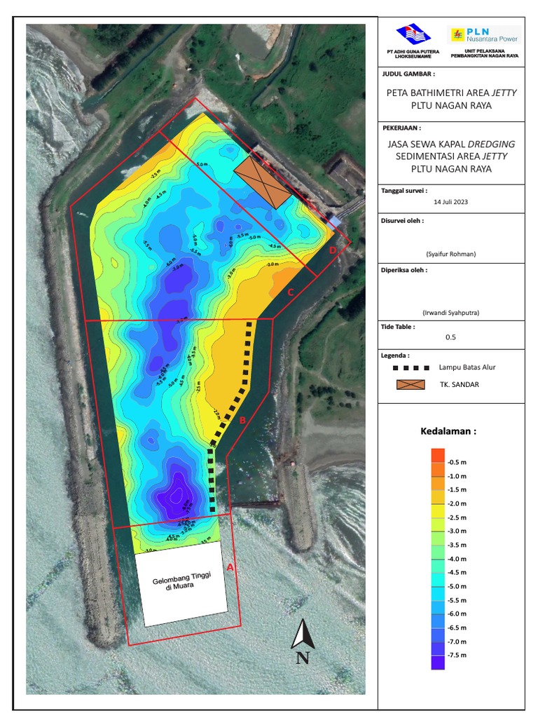 Peta Bathimetri Area Jetty Pltu Nagan Raya: Kedalaman | PDF