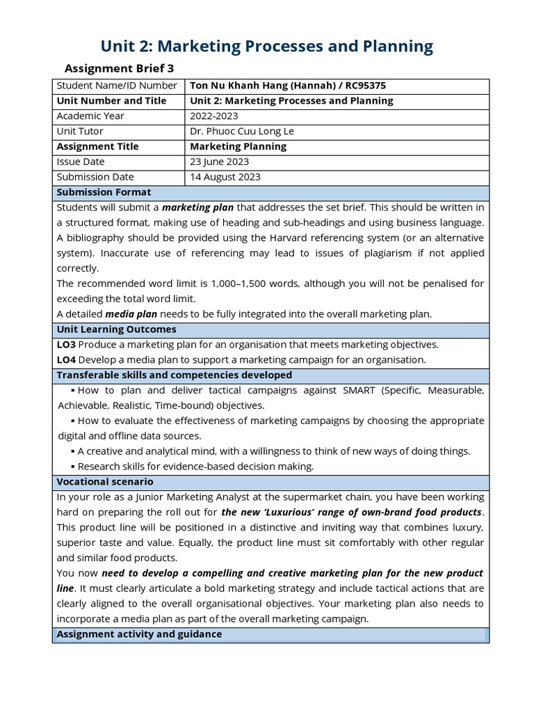Checked - MPP - Assignment Brief 3 2023 | PDF | Marketing Strategy ...