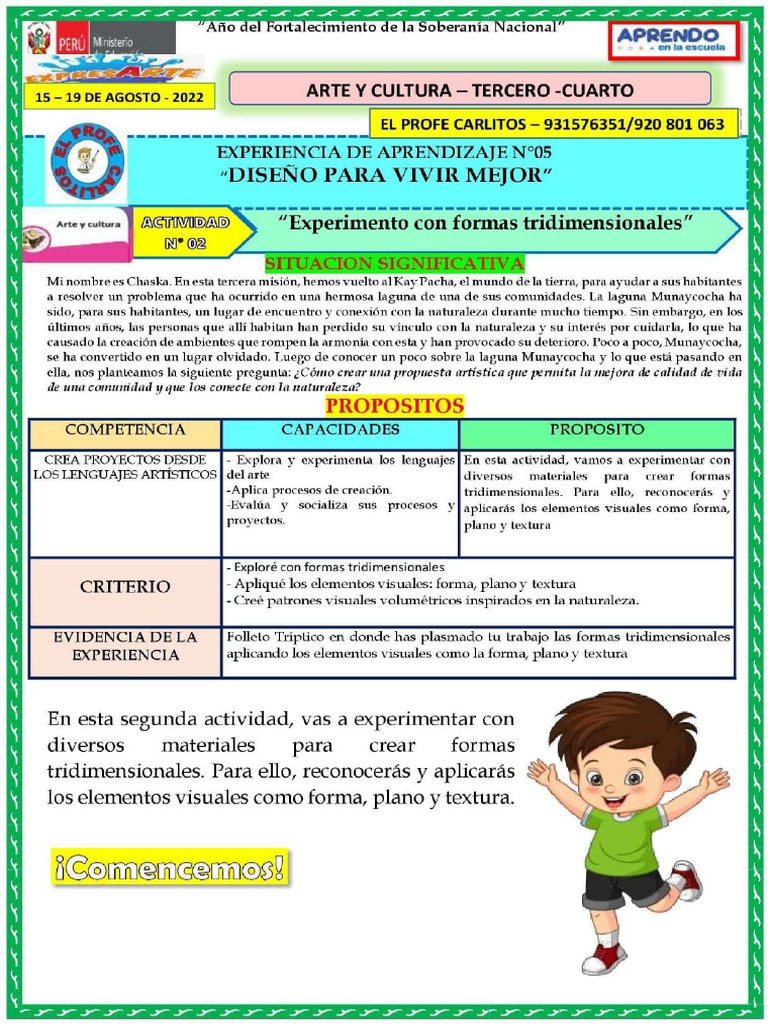 Experiencia de Aprendizaje #05 - Actividad 02 - 3ero y 4to - Arte y Cultura - 00001 | PDF