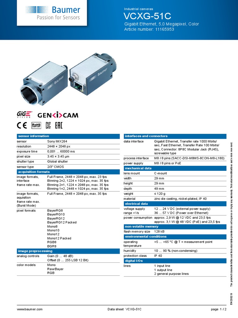 Baumer VCXG 51c Ds en | PDF