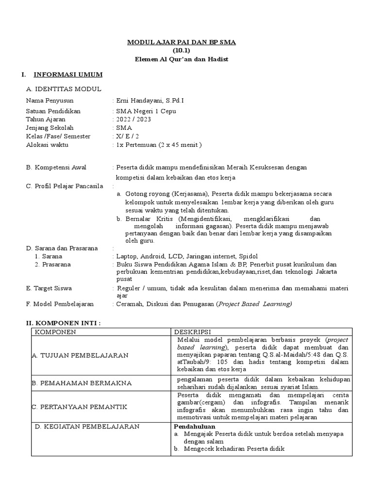 Modul Al-Quran Dan Hadist | PDF