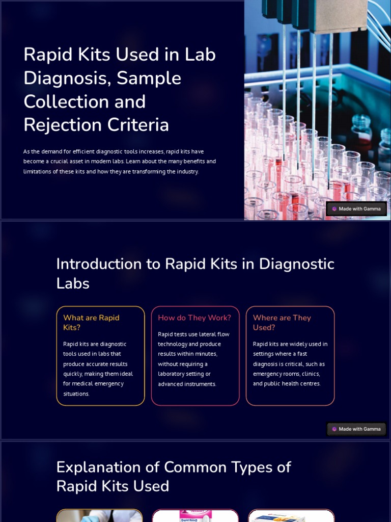 Rapid Kits Used in Lab Diagnosis Sample Collection and Rejection ... Rapid Kits Used in Lab Diagnosis Sample Collection and Rejection ...