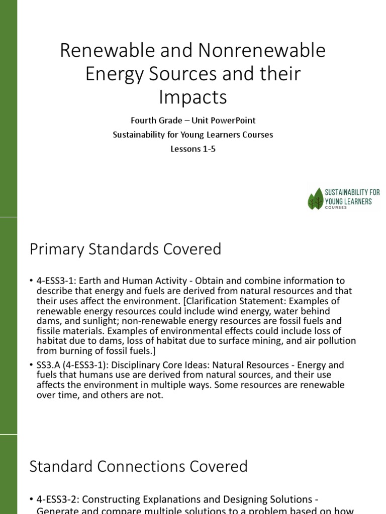 Renewable and Nonrenewable Energy Sources and Their Impacts | PDF