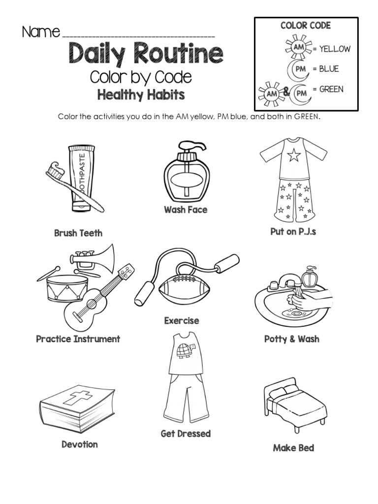 Daily Routine: Color by Code | PDF