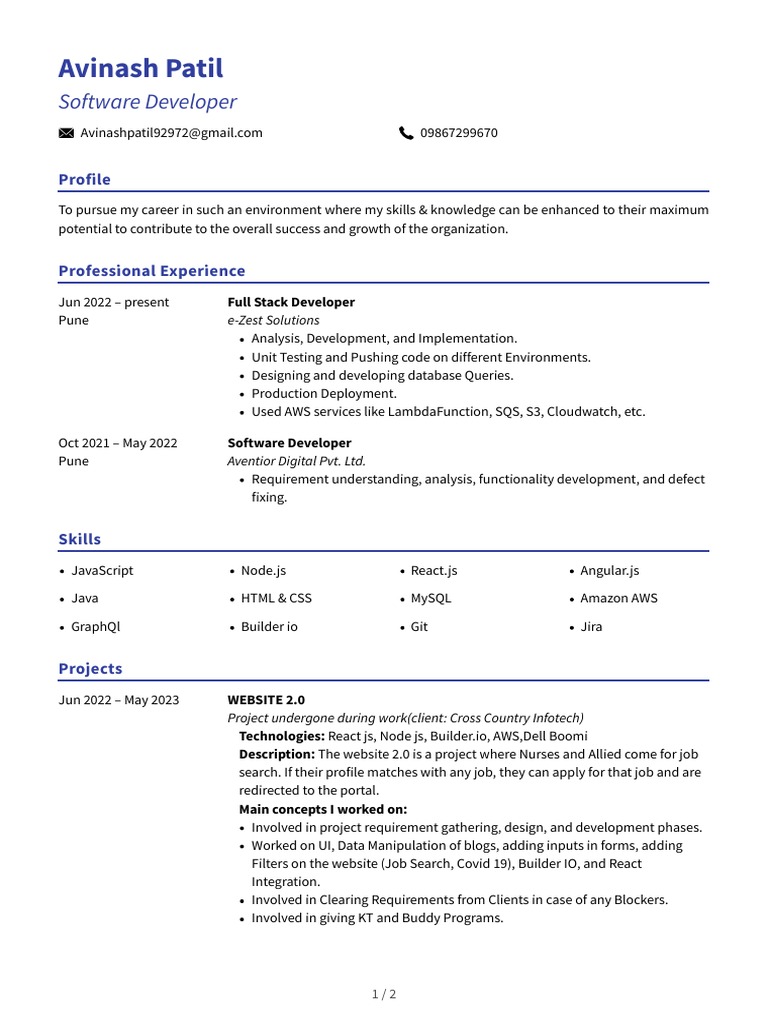 Avinash Patil Resume | PDF