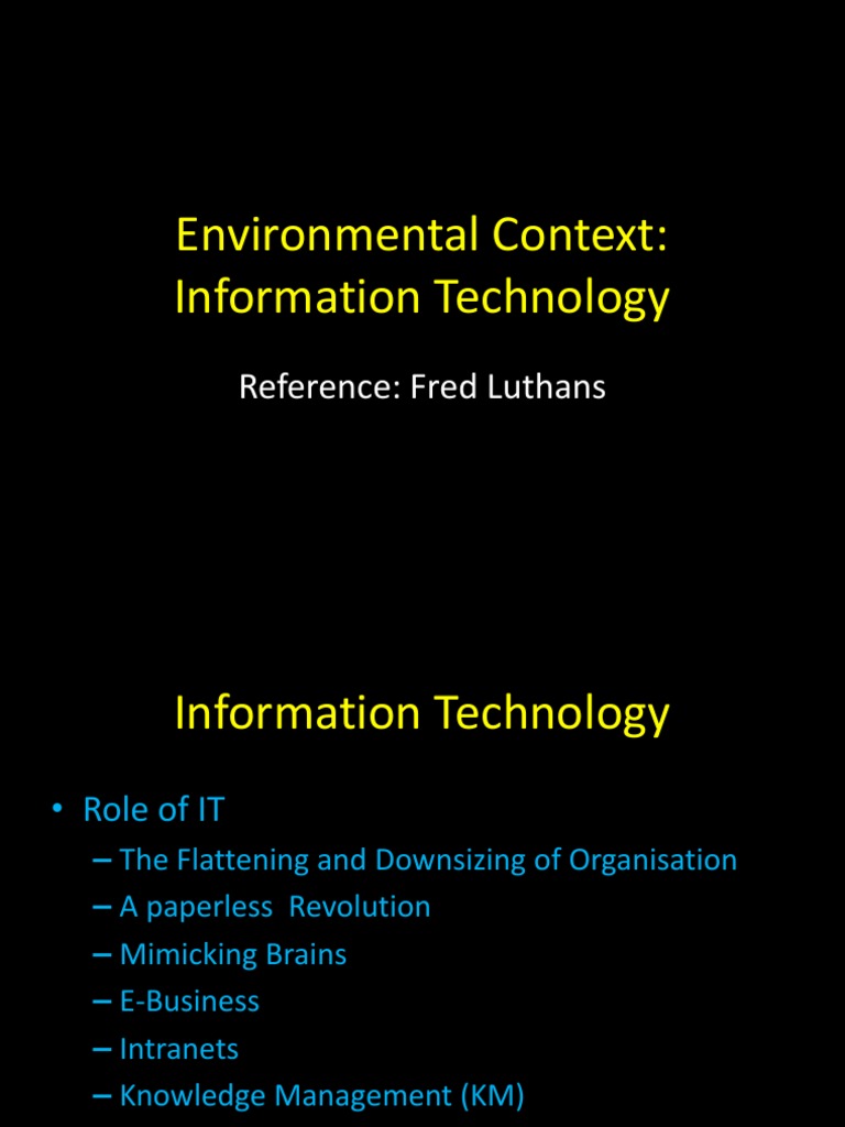 Environmental Context for OB | Learning | Innovation