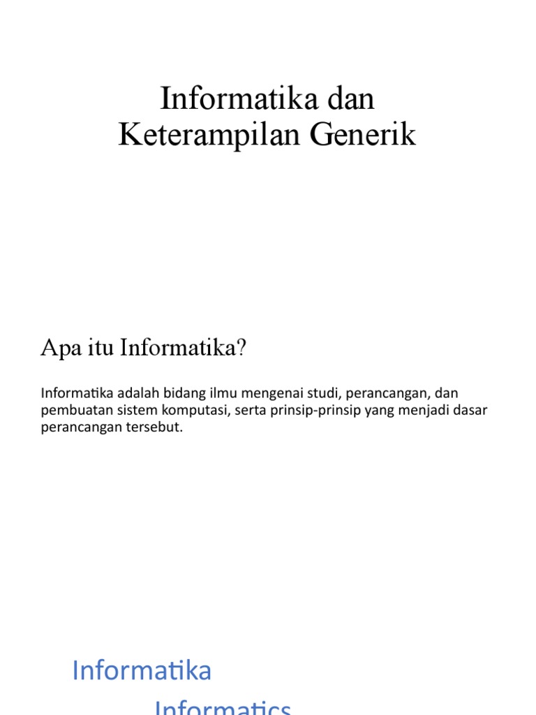 Informatika Dan Keterampilan Generik | PDF