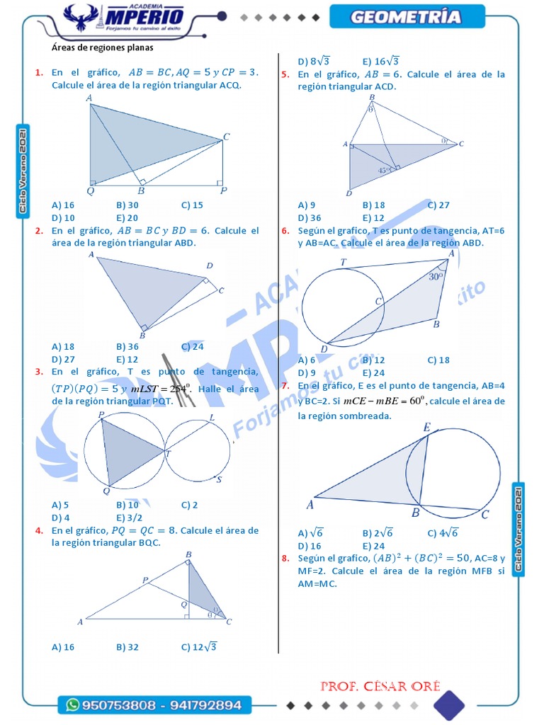GEOMETRÍA - Áreas de Regiones Planas | PDF | Geometría Elemental | Geometría del plano euclidiano