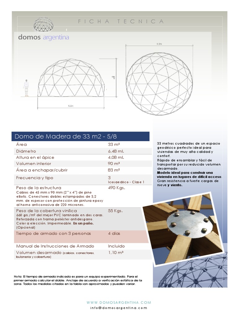 Domos Argentina-Ficha Tecnica-Domo 33 m2 | PDF
