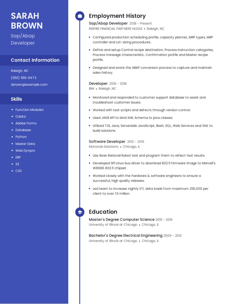 Sap Abap Developer Resume 1 Pdf