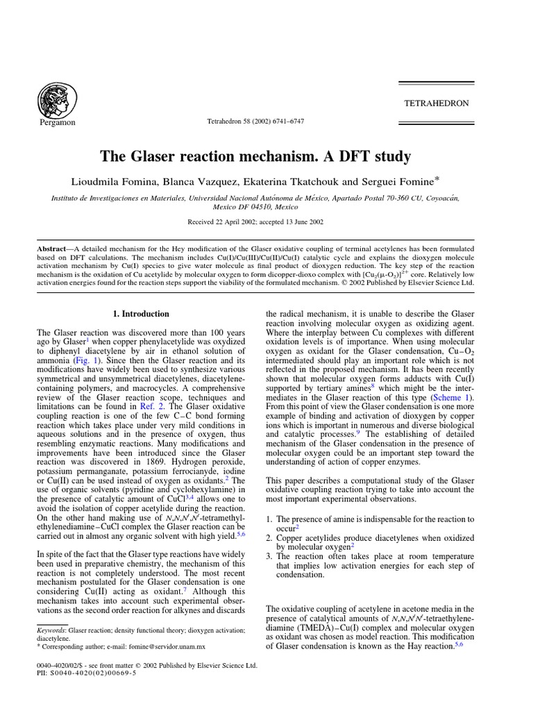 Glaser Reaction DFT Study | PDF | Chemical Reactions | Redox