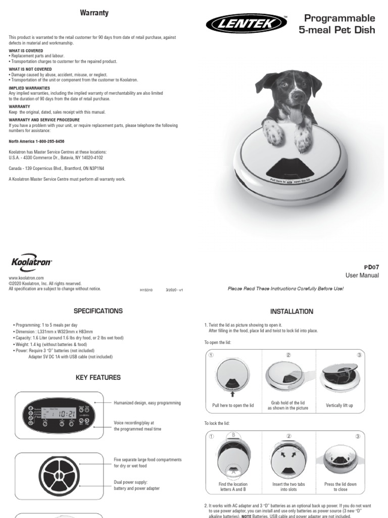 Lentek Pet Feeder PD07-manual | PDF | Switch | Meal